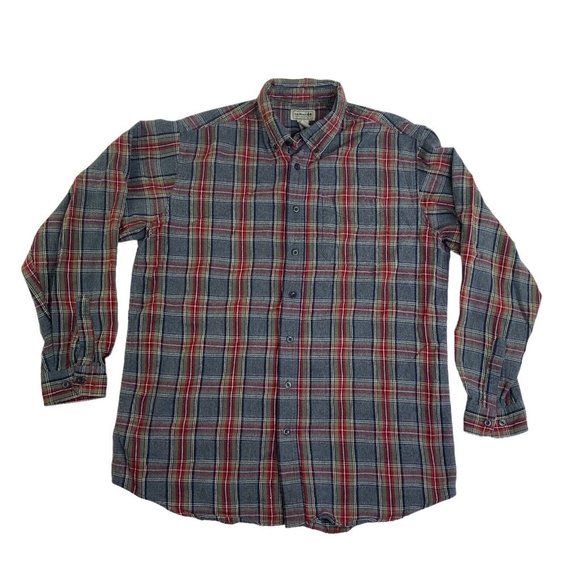 L.L. Bean | Shirts | Ll Bean Shirt Men Large Tall Red Gray Button Down Plaid Flannel Soft Cotton ...